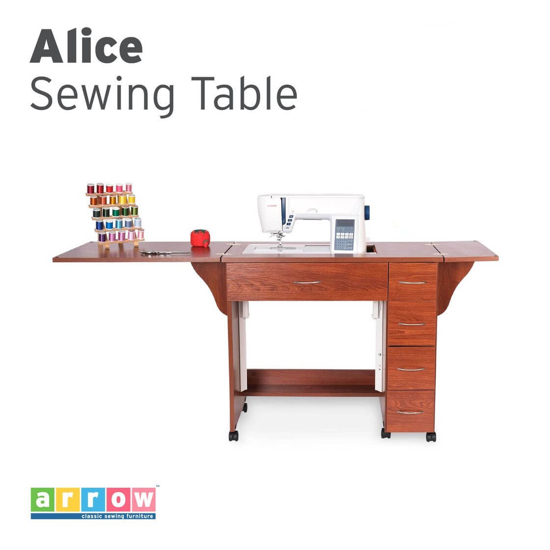 Arrow Alice Sewing Table in White or Teak [Below MSRP]